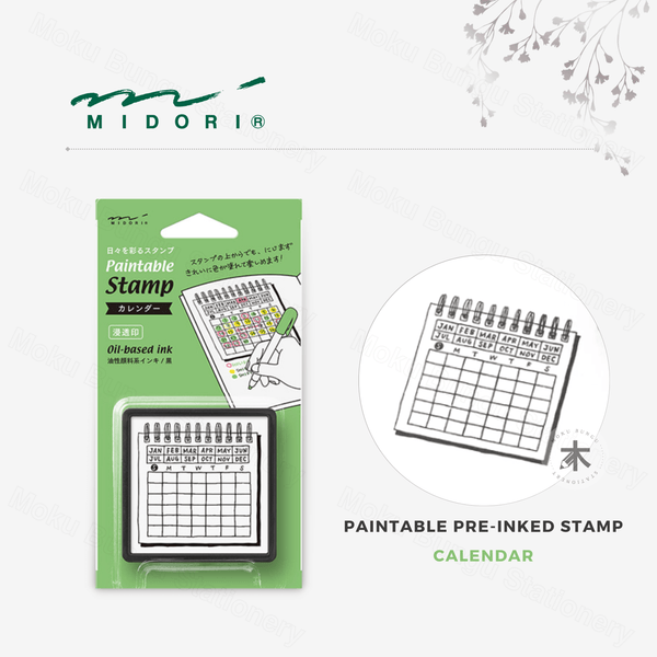 Midori - Paintable Pre-inked Stamp - Calendar – Moku Bungu Stationery